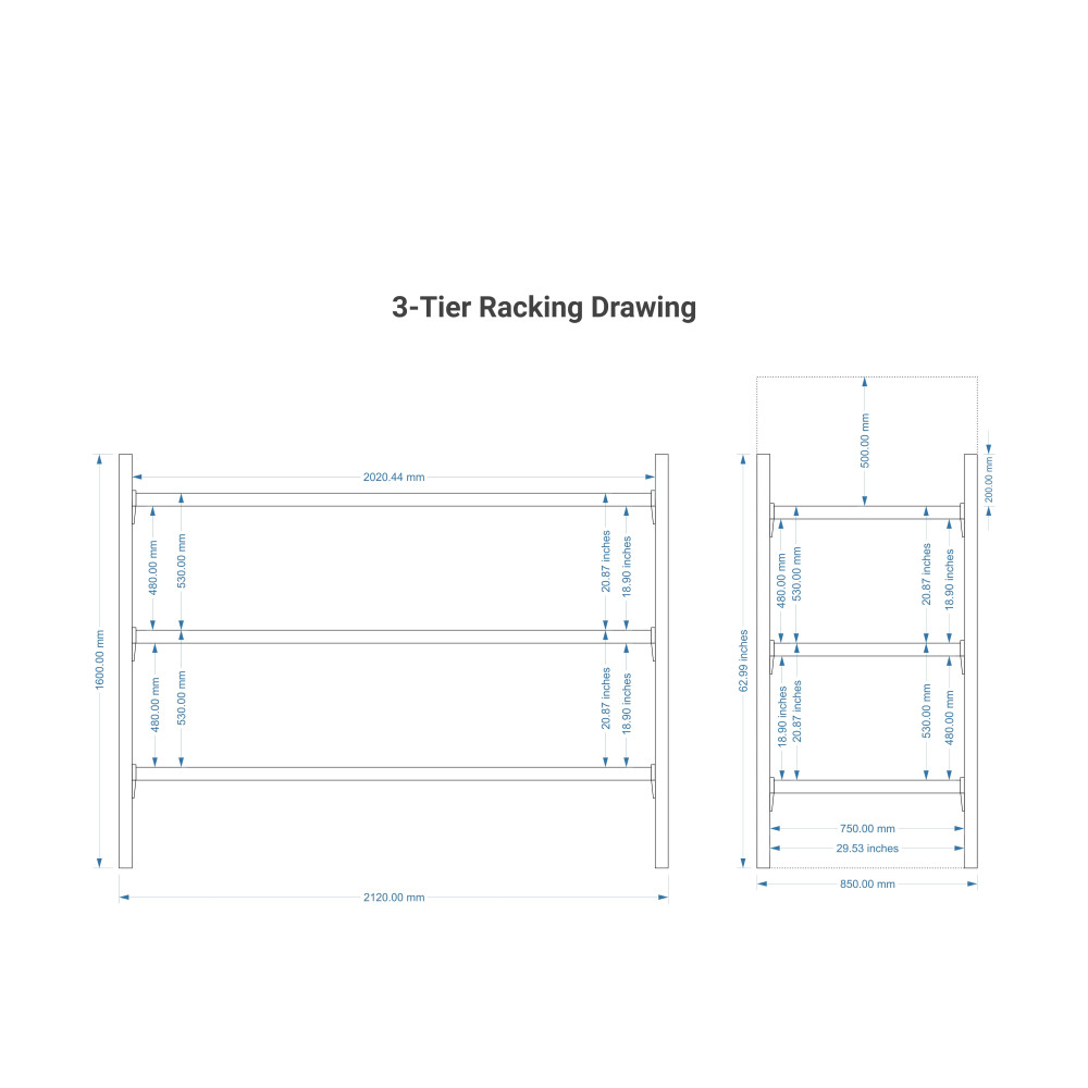 3-Tier Front Loading Standard Racking | Mortuary Equipment Direct